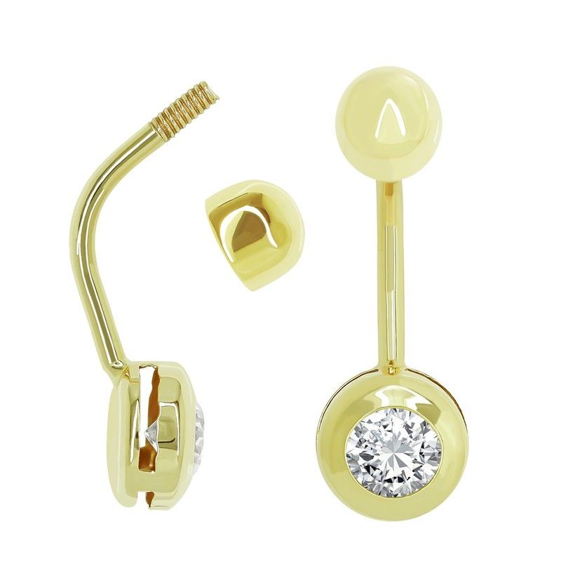 18 karat guld piercing rund 6,5 mm zirconia 0206766 — Joyeriacanovas